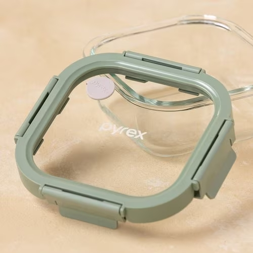 Pyrex Olive Green Glass Steam&All Airtight Square Container Set - 6 ...