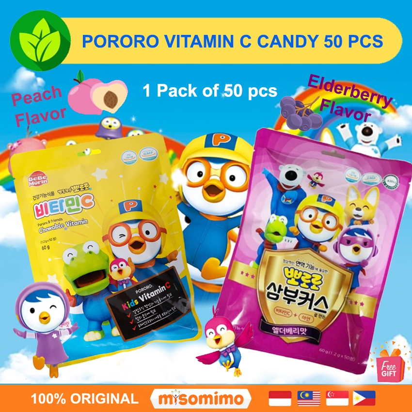 ️READY ️ Pororo Vitamin C Zinc Sambucus Candy 50 pcs Korea + FREE Bonus ...