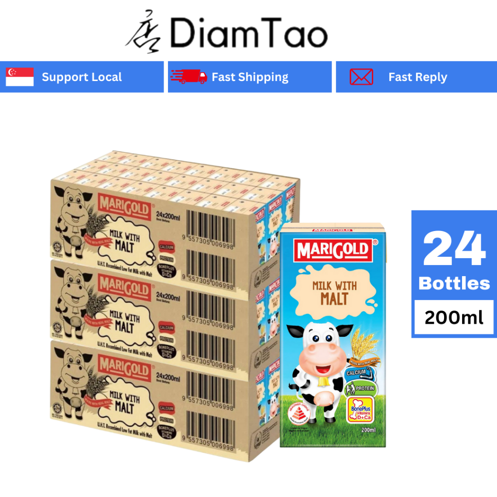 [Bundle of 3] Marigold UHT Milk Packet Drinks, Tetrapak 200ml x 24 ...