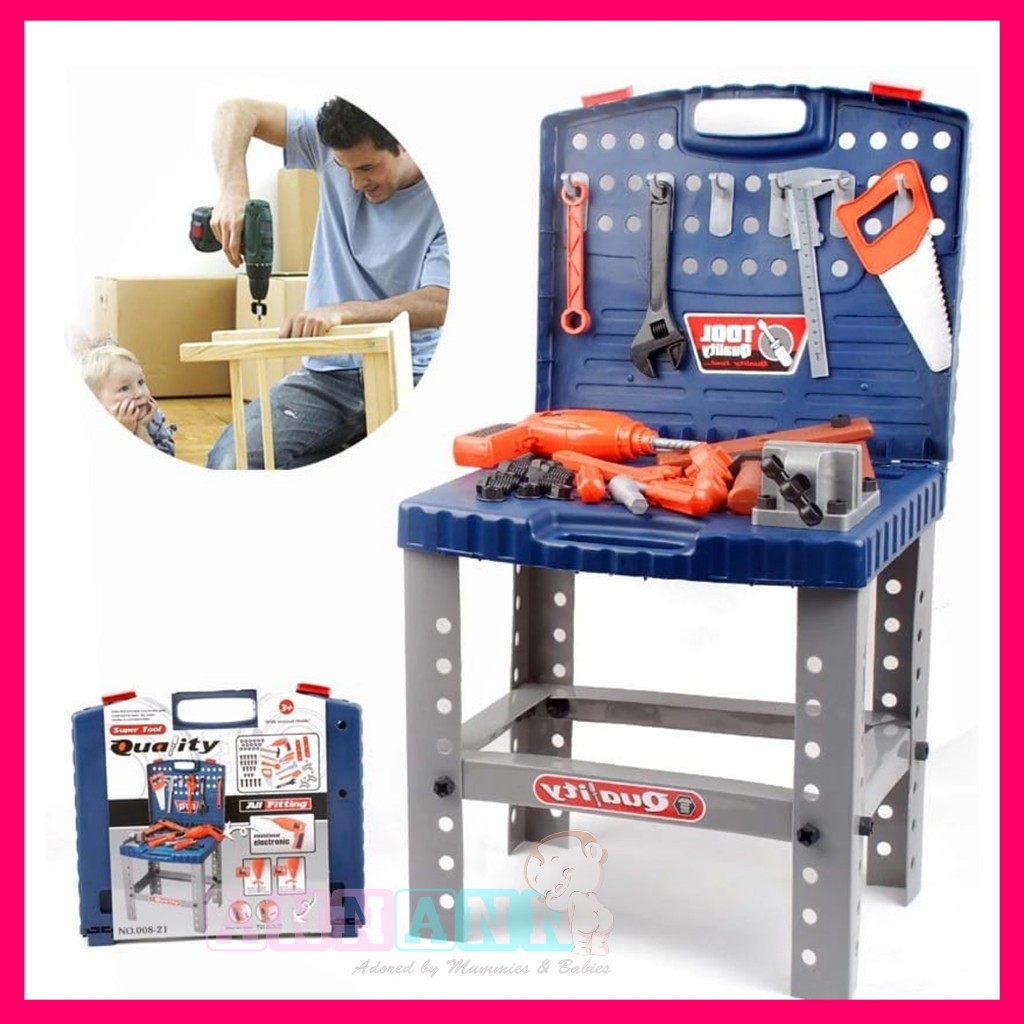 Boys Tools Box Work Station Mini Engineer Toy Technician Drill Hammer ...