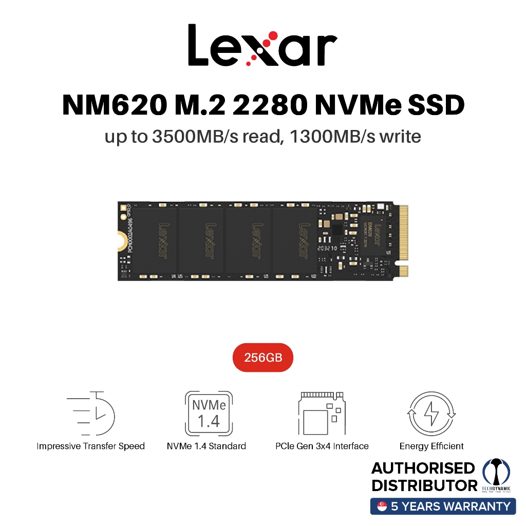 LEXAR NM620 M.2 2280 PCIe Gen3x4 NVMe Internal SSD, 3500MB/s Read - 256GB, 512GB, 1TB & 2TB ...