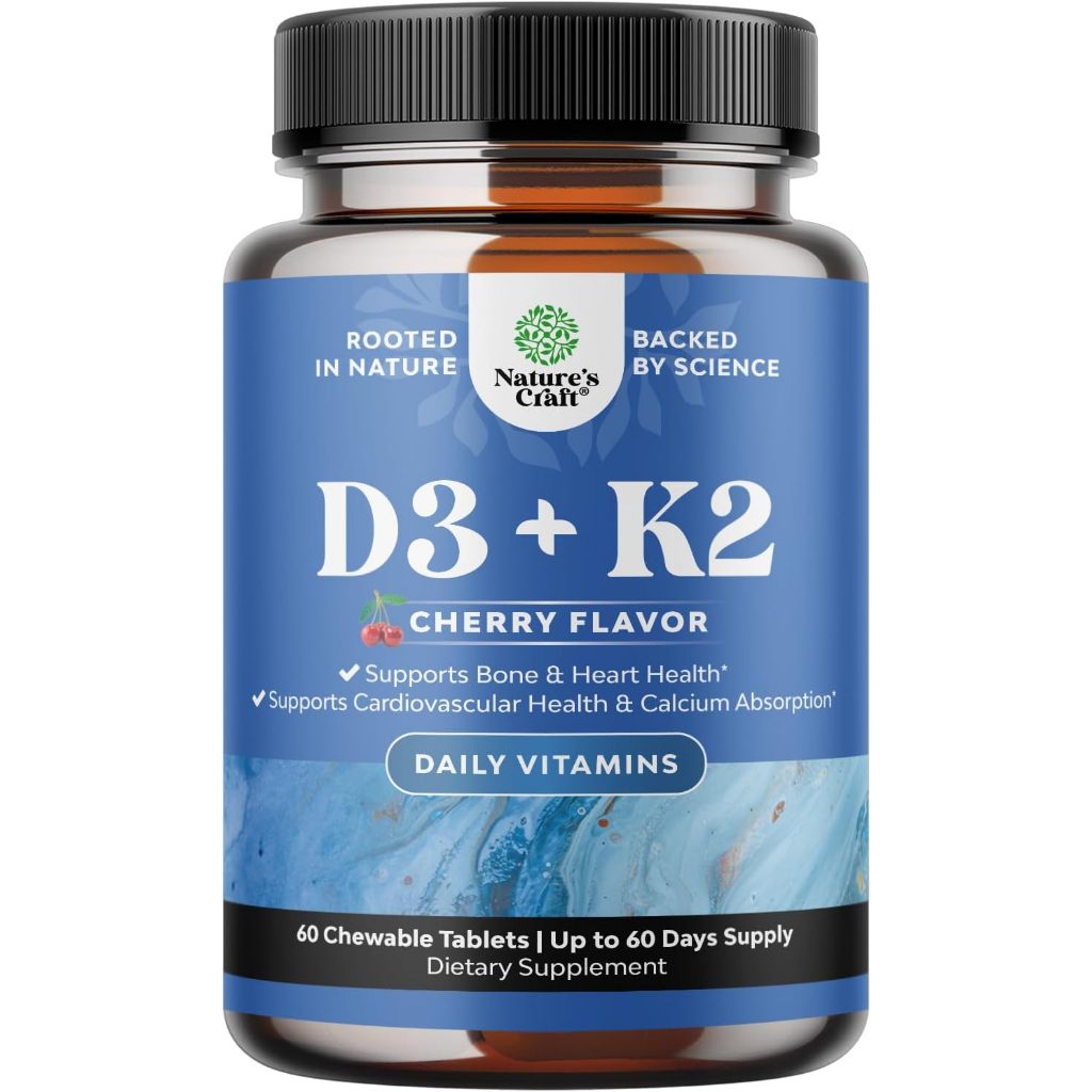 Vitamin D3 with K2 MK7 Supplement 60 Tablets - Vitamin D3 2000 IU and ...