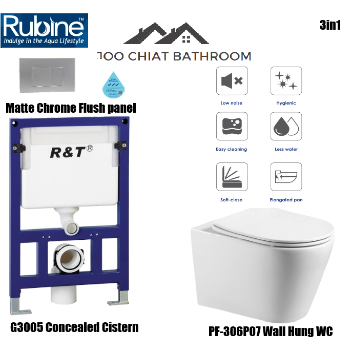 Rubine Wall hung WC PF-306P07 Wall Flushing System Flush panel 3in1 ...