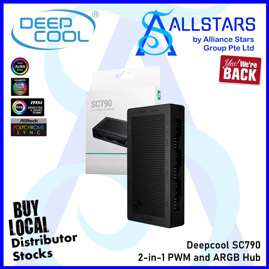 Deepcool SC790 2-in-1 PWM and ARGB Hub / 1 to 6ports (R-SC790-BKNSNN-G ...