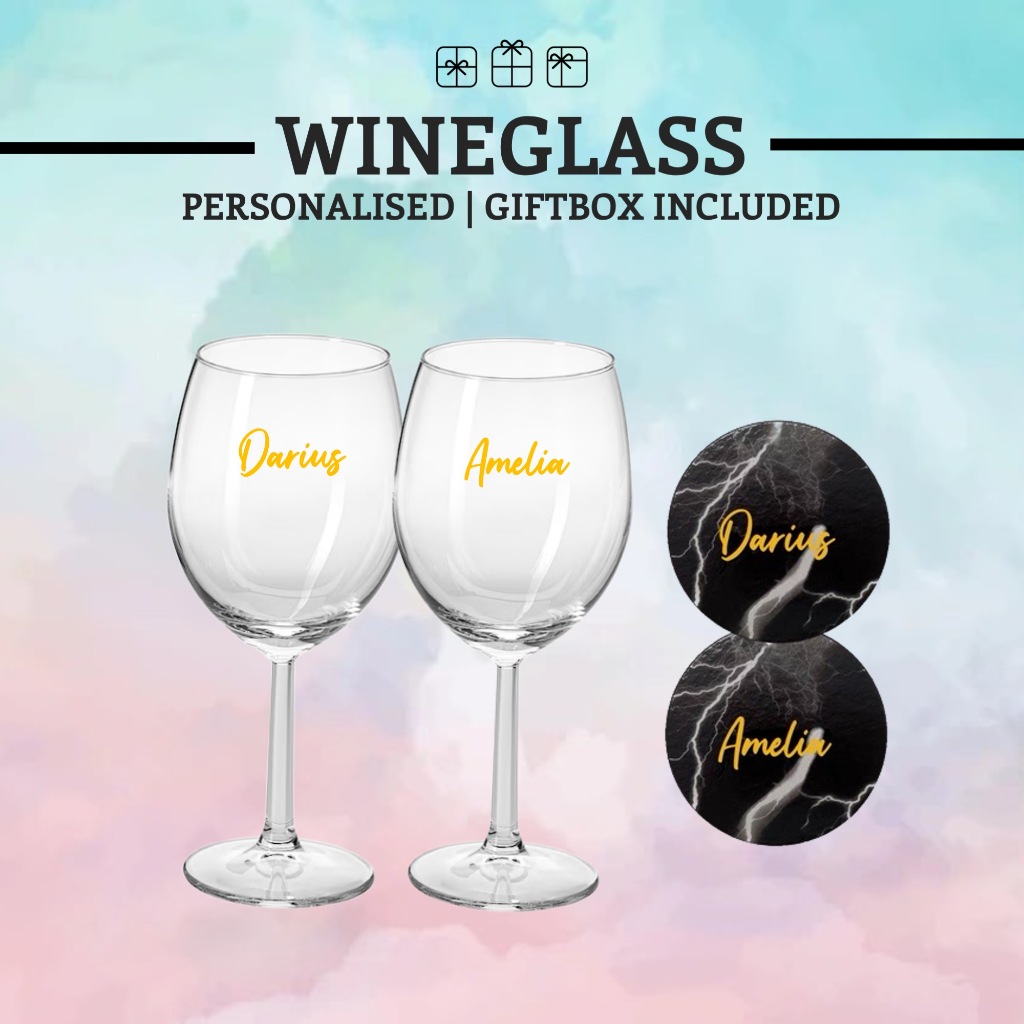 Personalised Customised Wine Glass Wedding Couple Bridesmaid Gift Set ...