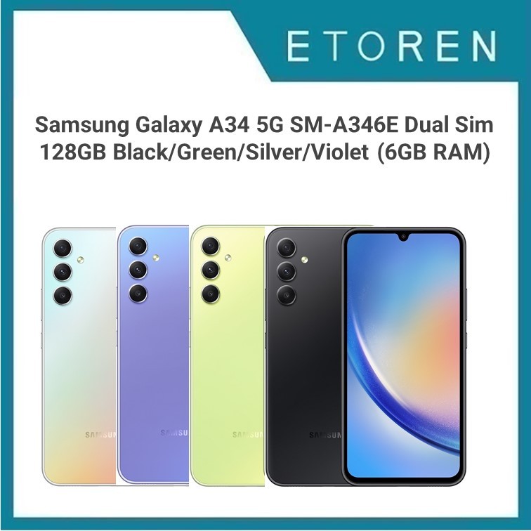 Samsung Galaxy A34 5G SM-A346E Dual Sim 128GB Black/Green/Silver/Violet ...