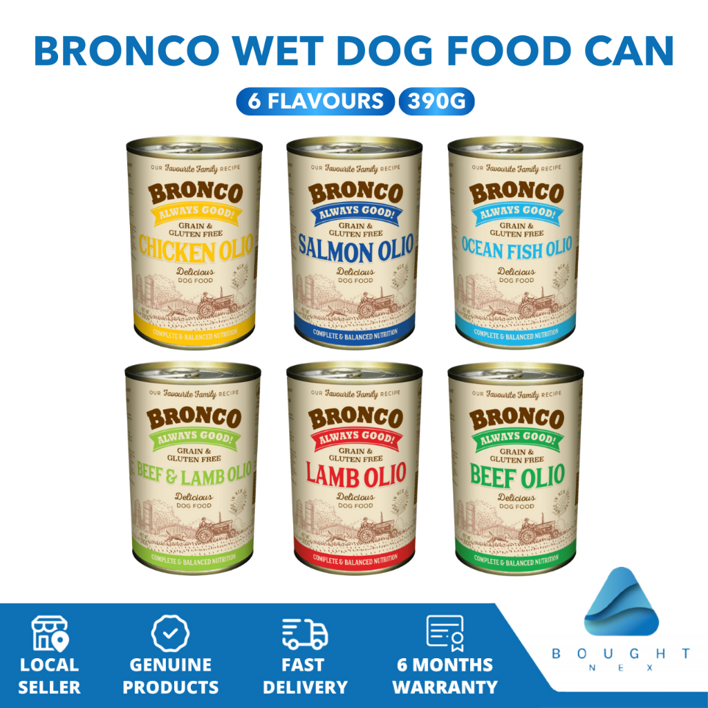 Bronco Wet Dog Food Can 390g - Complete Balanced Diet, Grain & Gluten ...