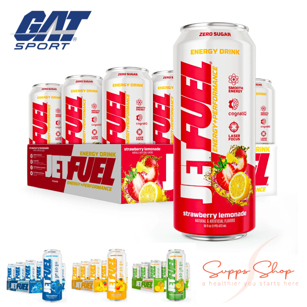 GAT Sports JetFuel Jet Fuel Energy Performance Drink, (473ml x 12 per Carton) - Pre Workout ...