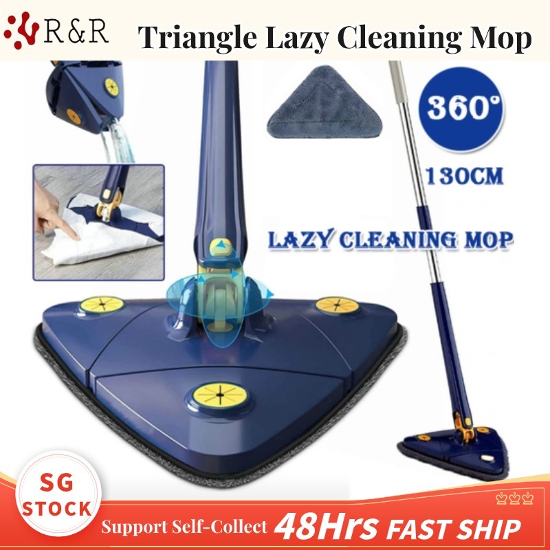 Triangle Mop 360° Rotatable Spinning Clean Wall Mop Lazy Cleaning Floor ...