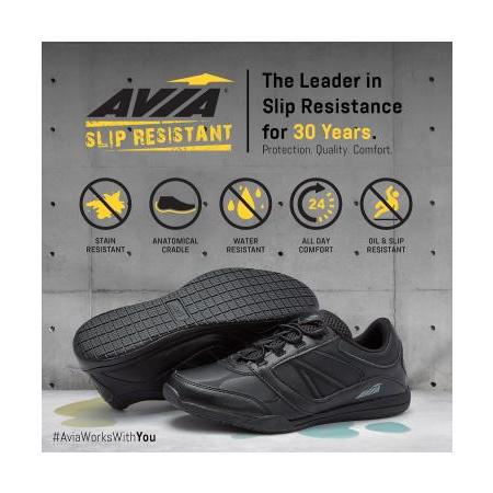 AVIA WOMEN'S Avi-Focus Comfort Slip On BLACK SLIP RESISTANCE for Work ...