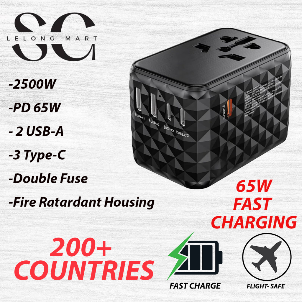 【SG INSTOCK】PD 65W Universal Travel Adapter With Fast Charging USB/Type-C | Shopee Singapore