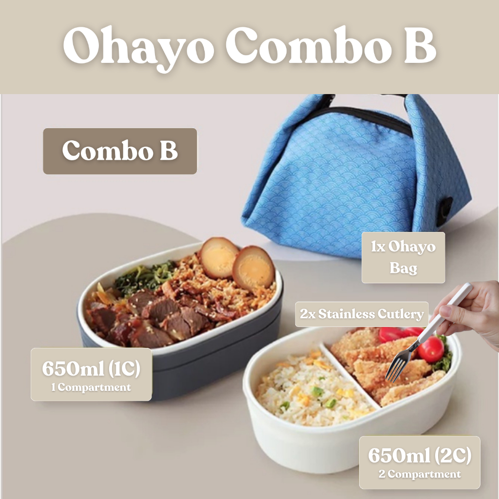 [LIMITED OFFER] SWANZ Ohayo Bento Set B - Ceramic Meal Prep Lunch Box ...