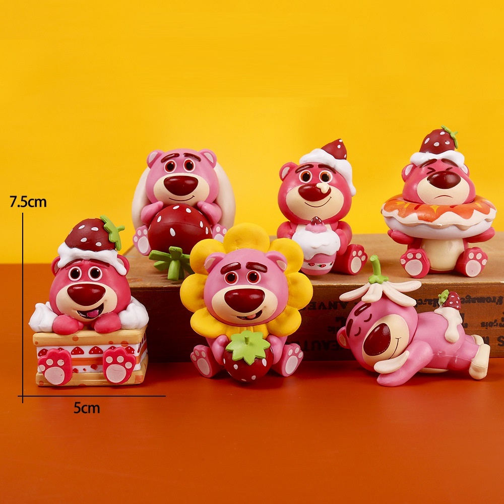 Lotso / Strawberry Bear Cute Figurines / Cake Toppers (6 Pcs a Set ...