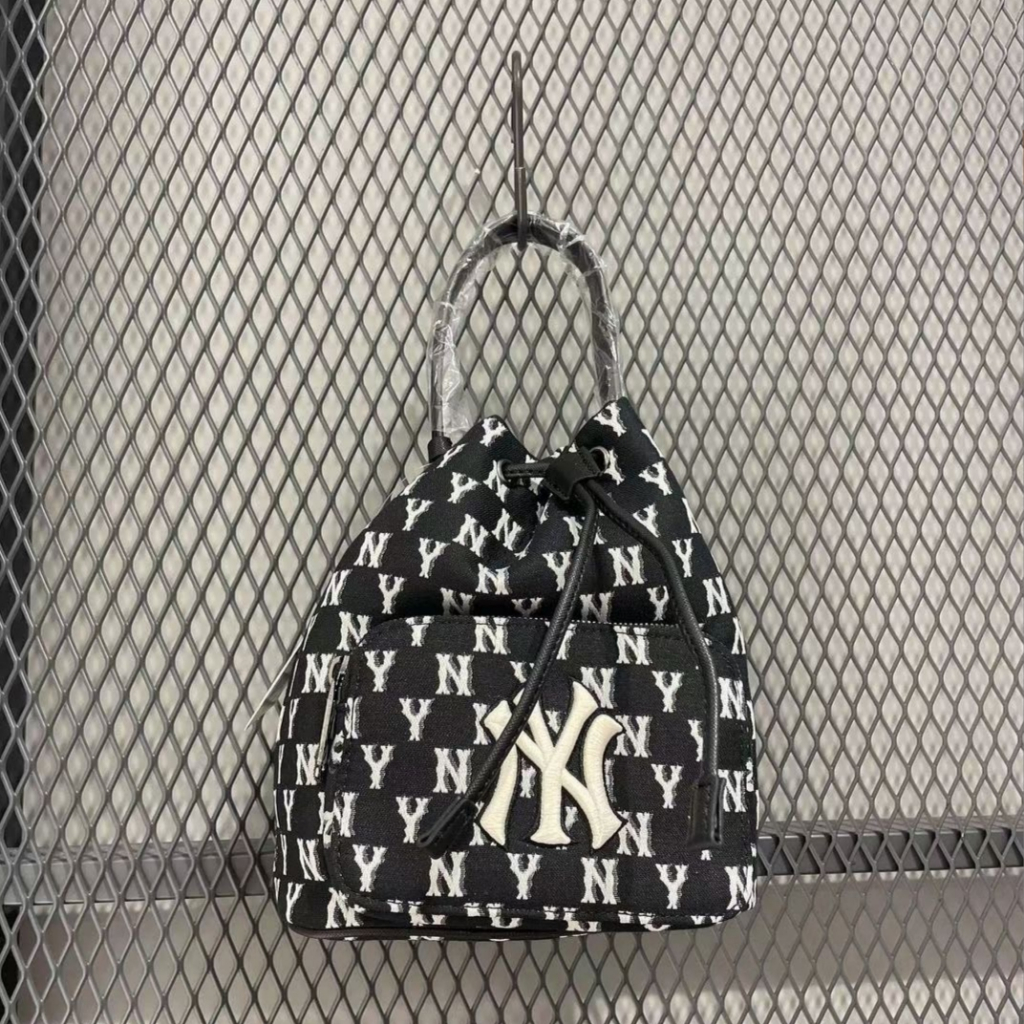 MLB MONOGRAM Jacquard Bucket Bag Black | Shopee Singapore