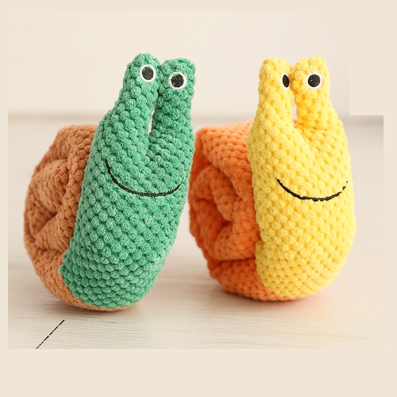 Dog Squeak Toys Pet Sniffing Plush Snails Toys Hiding Food Molar Puzzle ...