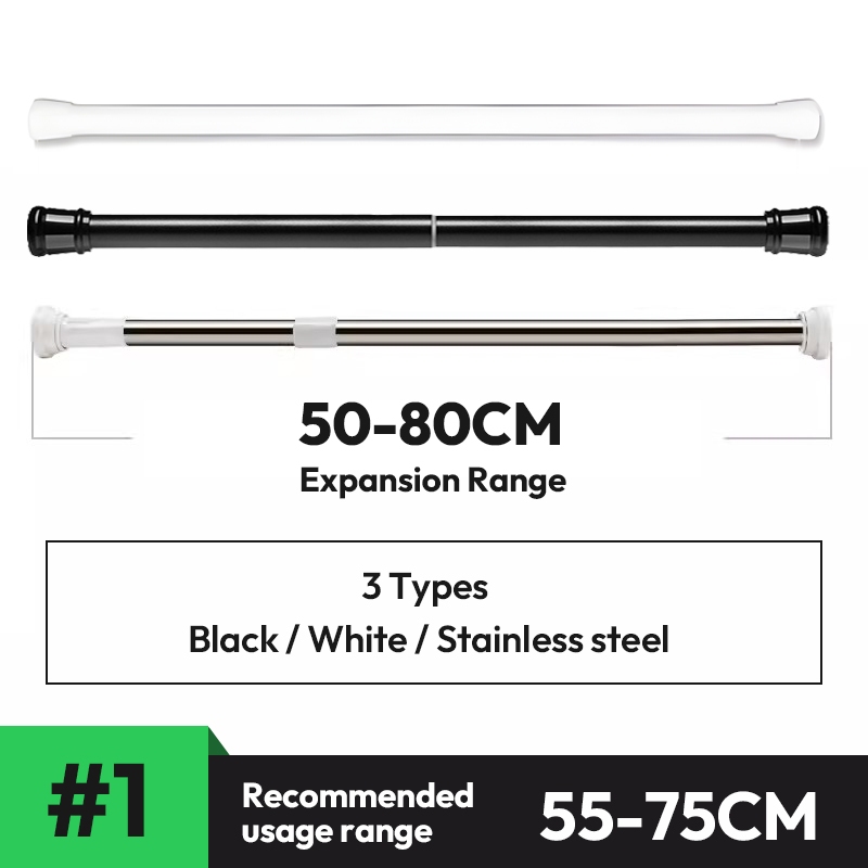 【SG Stock】 Stainless Steel Round Adjustable Extendable Curtain Rod ...