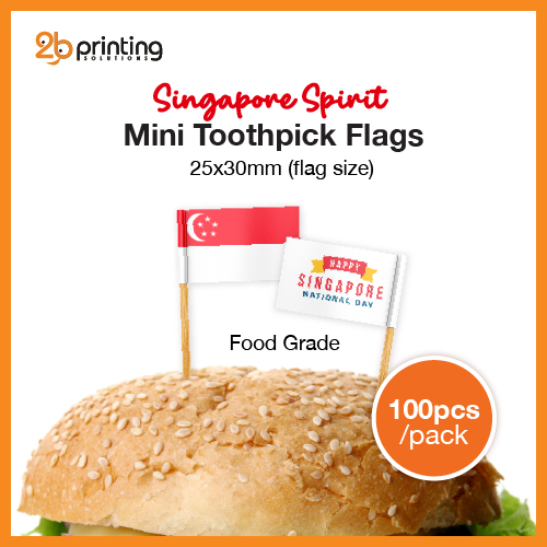 【2B】100pc SG National Day Mini Toothpick Flag Cupcake Decoration Sticks ...