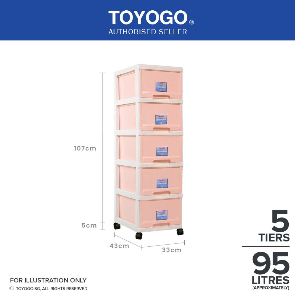 Toyogo 802-4 802-5 Plastic Storage Cabinet / Drawer With Wheels ...
