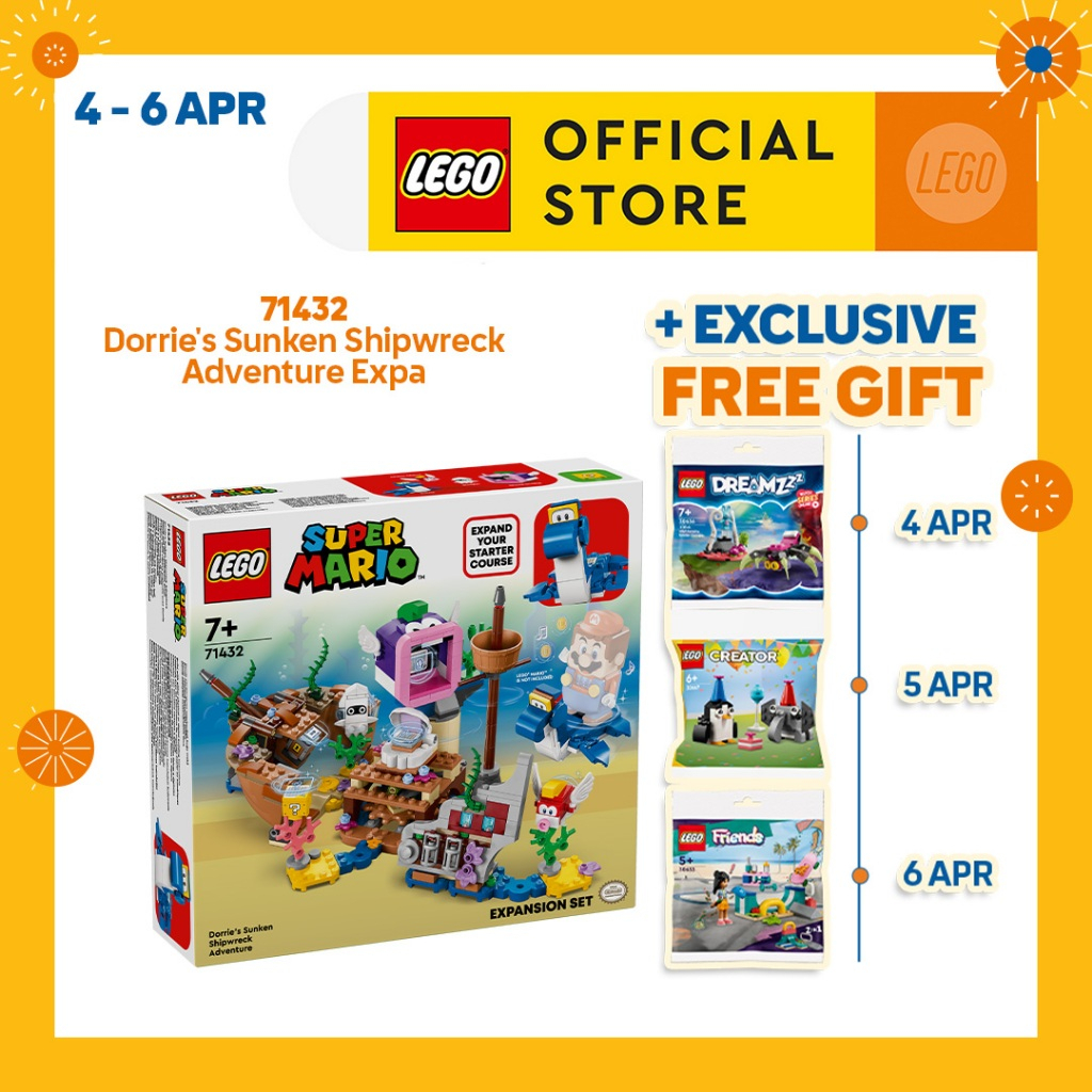 LEGO Super Mario 71432 Dorrie's Sunken Shipwreck Adventure Expansion ...
