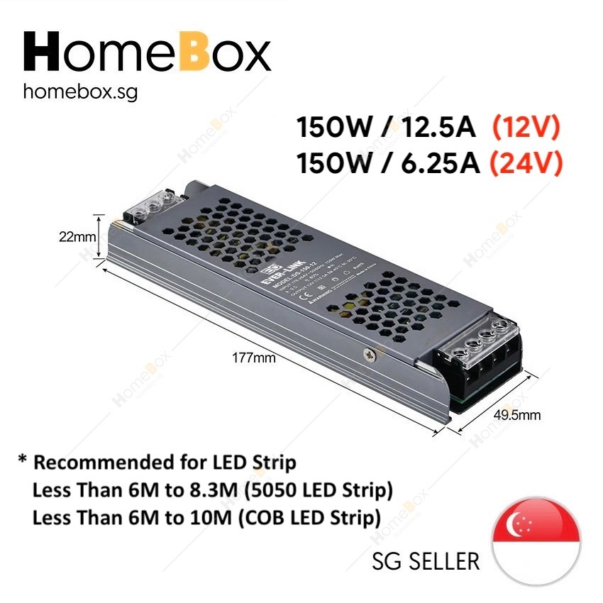 HomeBox 🇸🇬 12V / 24V LED Strip Cove Light Super Slim driver 60W 100W ...
