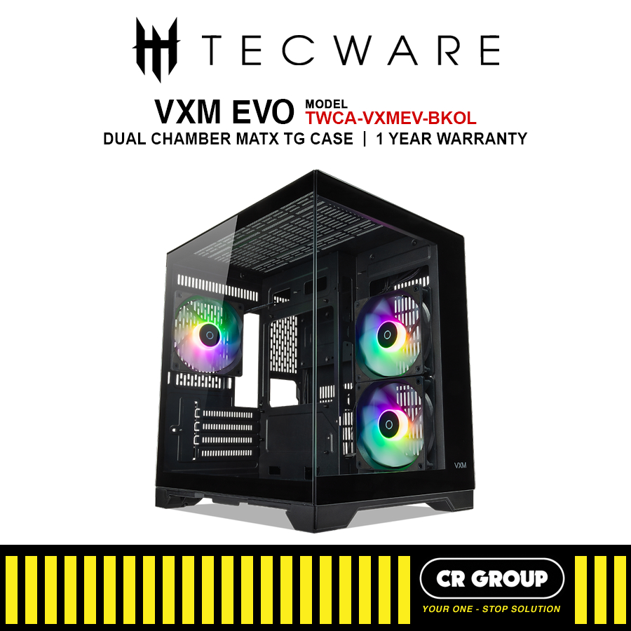 Tecware VXM Evo Omni Link Dual Chamber mATX PC Case - Up to 120mm ARGB ...