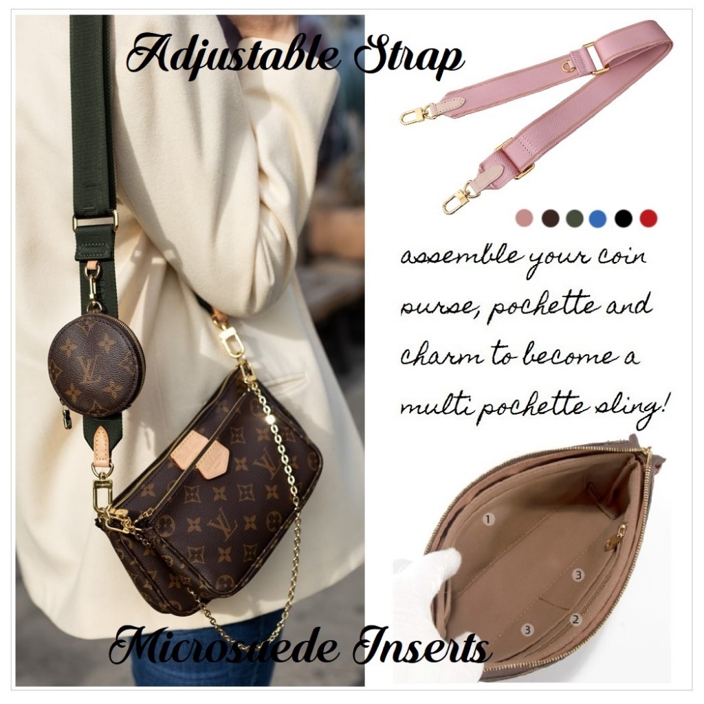 Adjustable Strap with Clip and Ultra Suede Insert for Multi Pochette ...