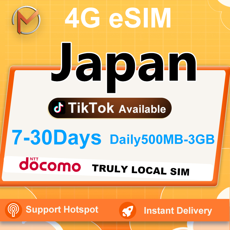 Japan eSIM Turbo 7-30Days Daily 500MB-3GB Unlimited | Instant Email Delivery | High Speed Japan ...