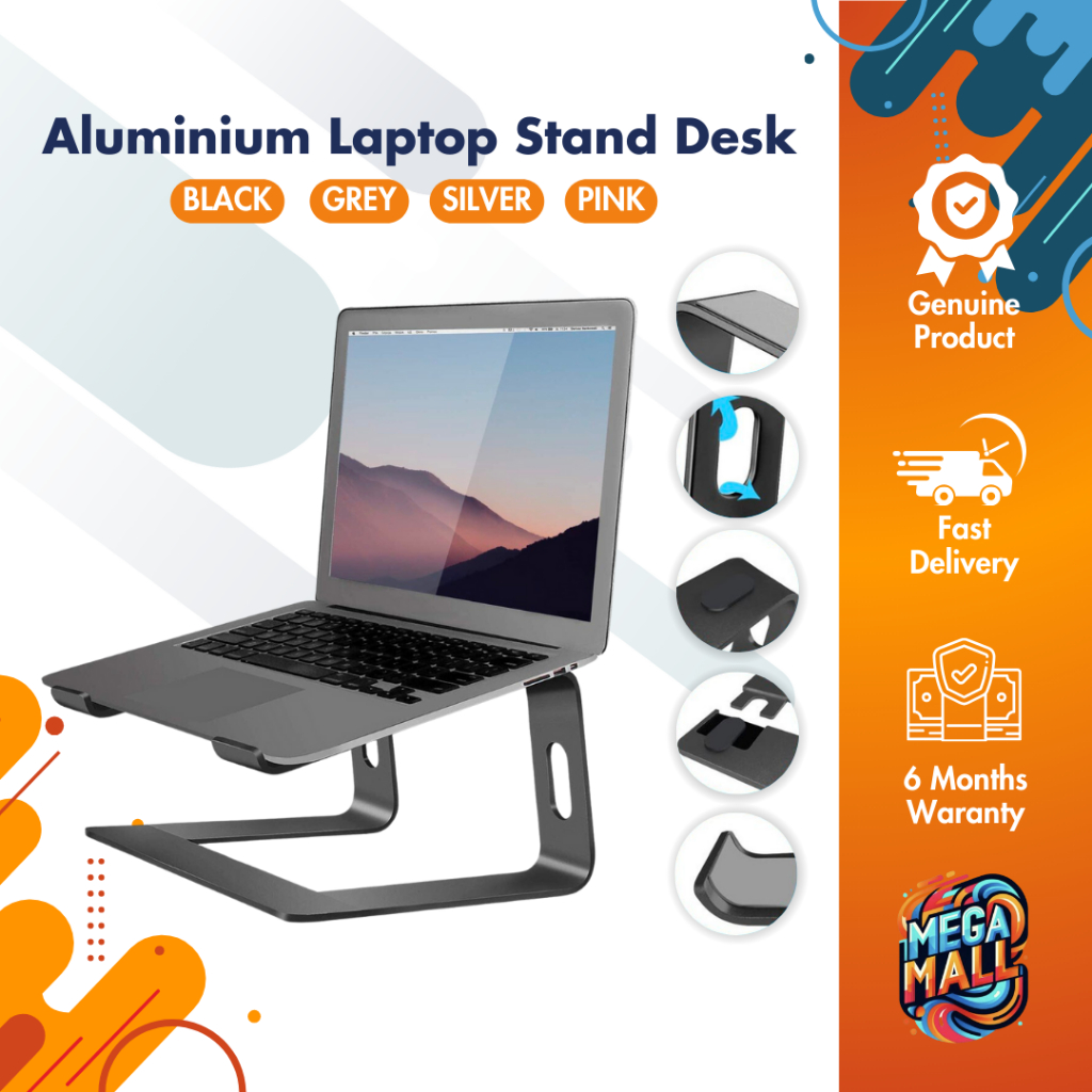 Aluminium Laptop Stand Desk MB Pro Air Holder Ergonomic Portable Riser ...