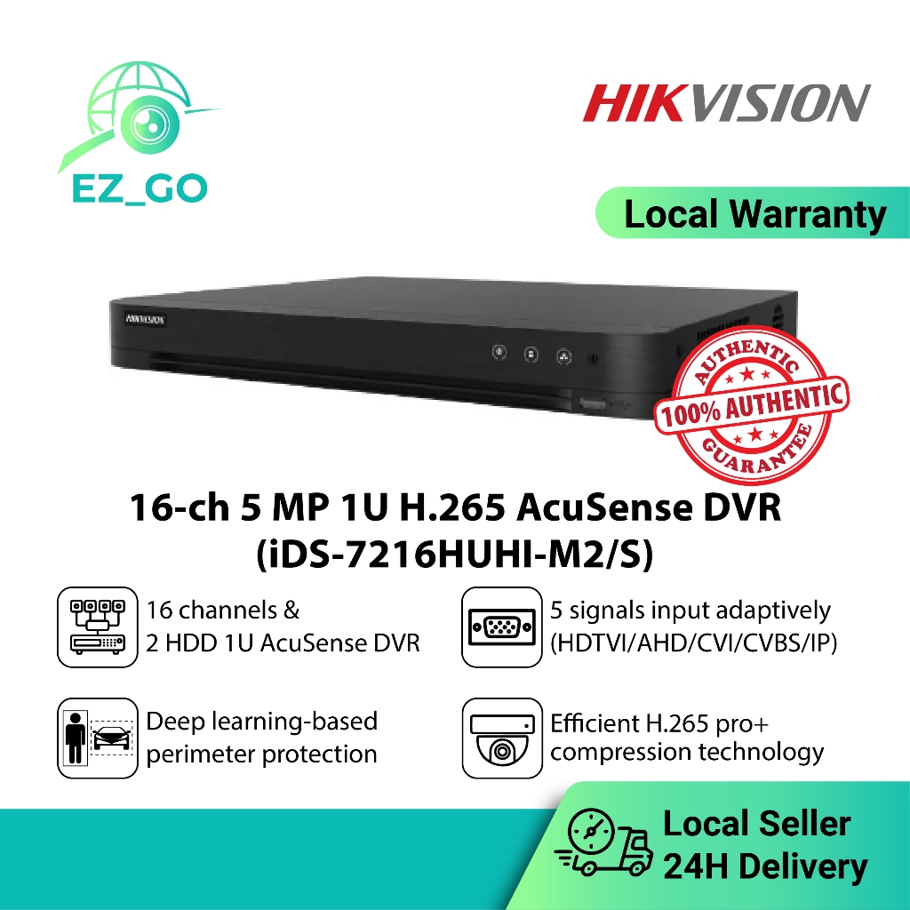 [Authentic] HIKVISION 16ch 5 MP H.265 AcuSense DVR iDS-7216HUHI-M2/S ...