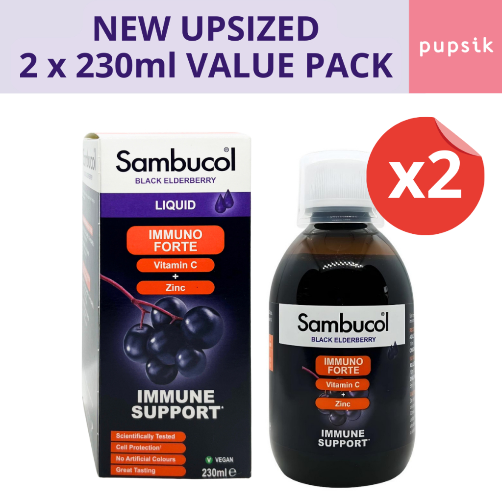 [2 x 230ml] [Exp 08/27] Sambucol Immuno Forte Liquid UK Version, 230ml ...