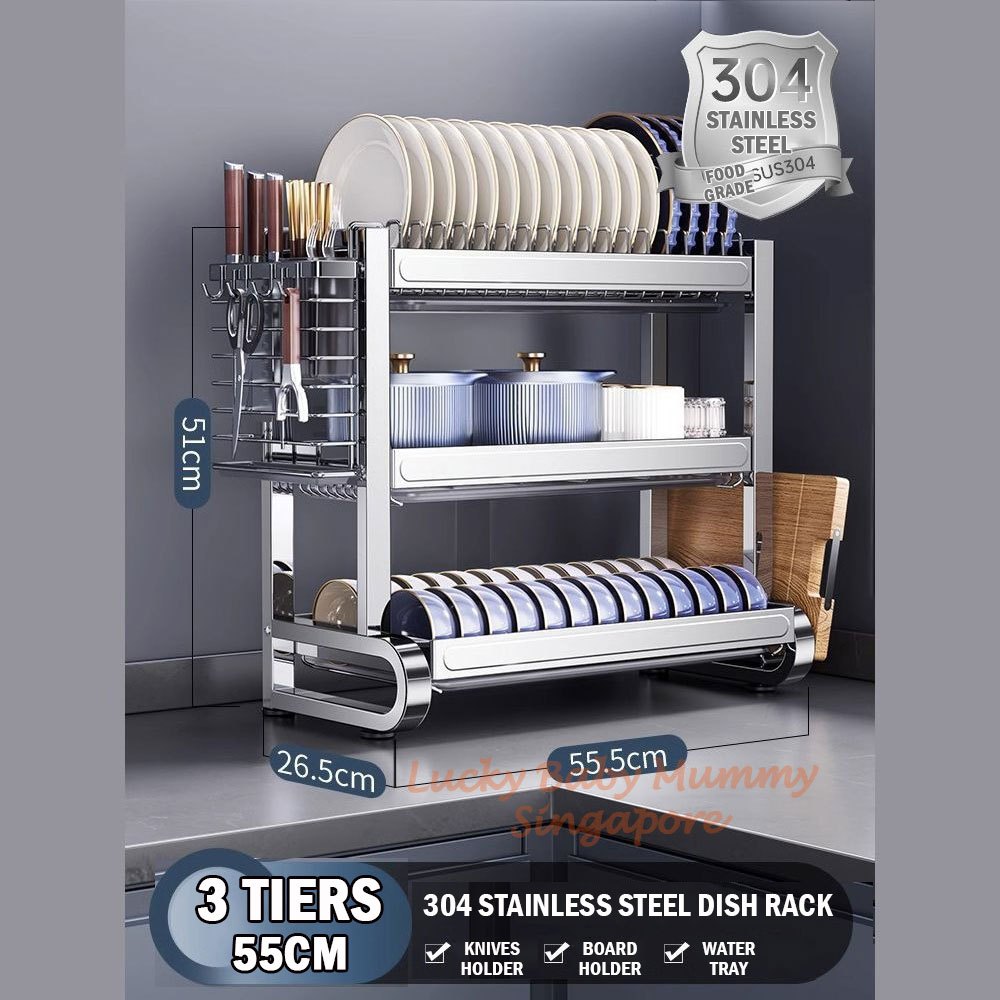 SUS304 Stainless Steel Dish Draining Rack Anti-rust Kitchen Sink Shelf ...