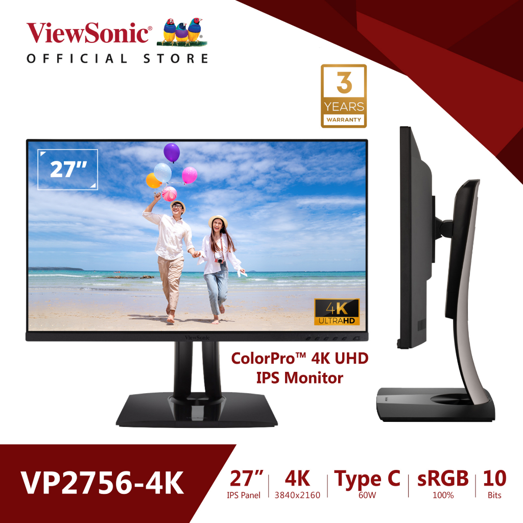 VP2756-4K - ViewSonic 27" UHD 4K 60W USB-C 60Hz Color-Pro Professional ...