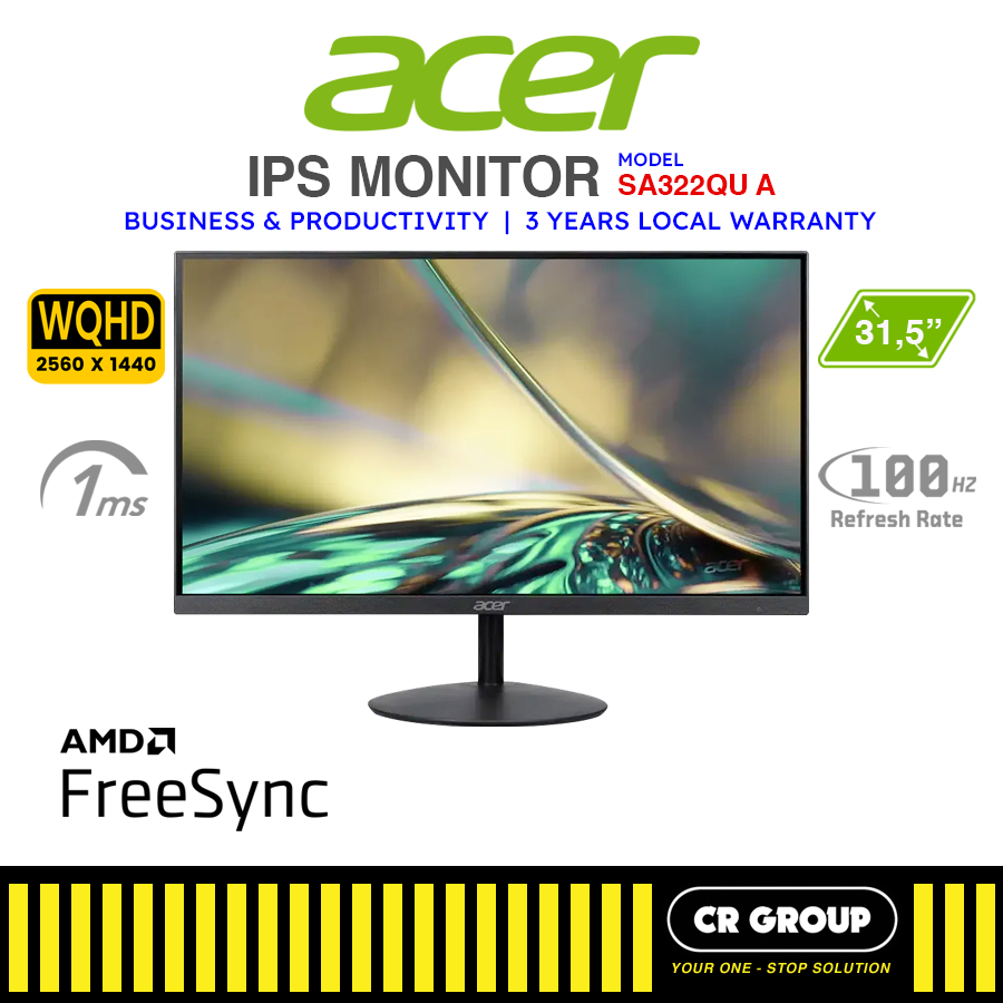 Acer SA322QU A - 31.5" WQHD IPS Ultra-Thin Monitor - 75Hz Refresh Rate ...
