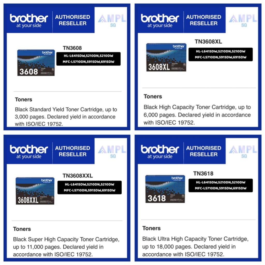 Brother original toner TN3608 | TN3608XL | TN3608XXL | DR3608 | TN3618 ...