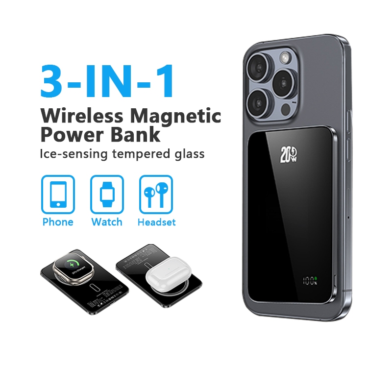 [SG Seller] CCC 3 in 1 Wireless Power Bank 3C Magnetic Powerbank Fast ...