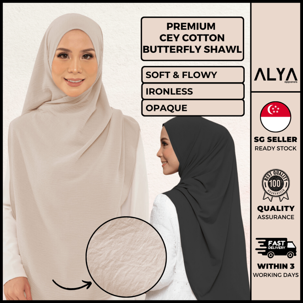 Premium Cey Cotton Curve Shawl ( Ironless Halfmoon Triangle Tri Shawl ...