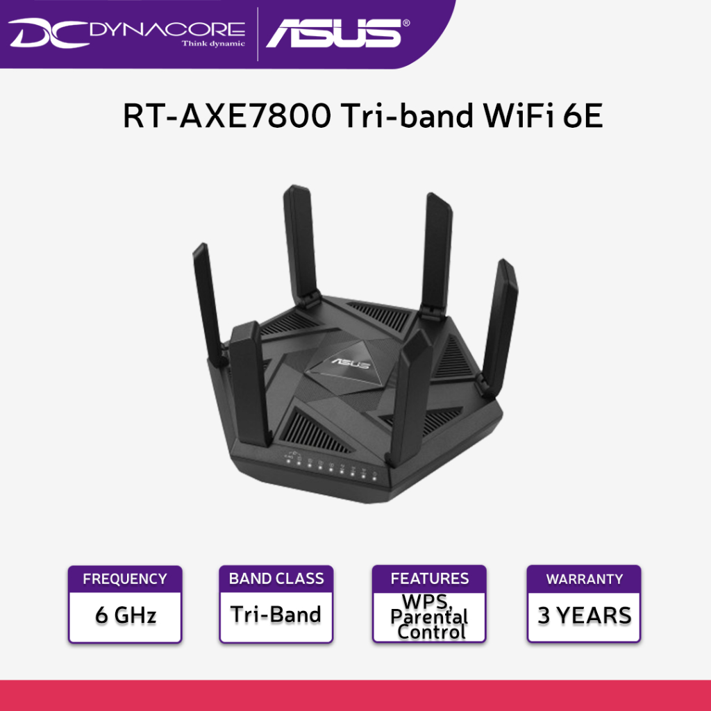 ASUS RT-AXE7800 Tri-band WiFi 6E 802.11ax Router, 6GHz Band ...