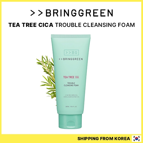 BRING GREEN Tea Tree Cica Trouble Cleansing Foam 300ml | Shopee Singapore