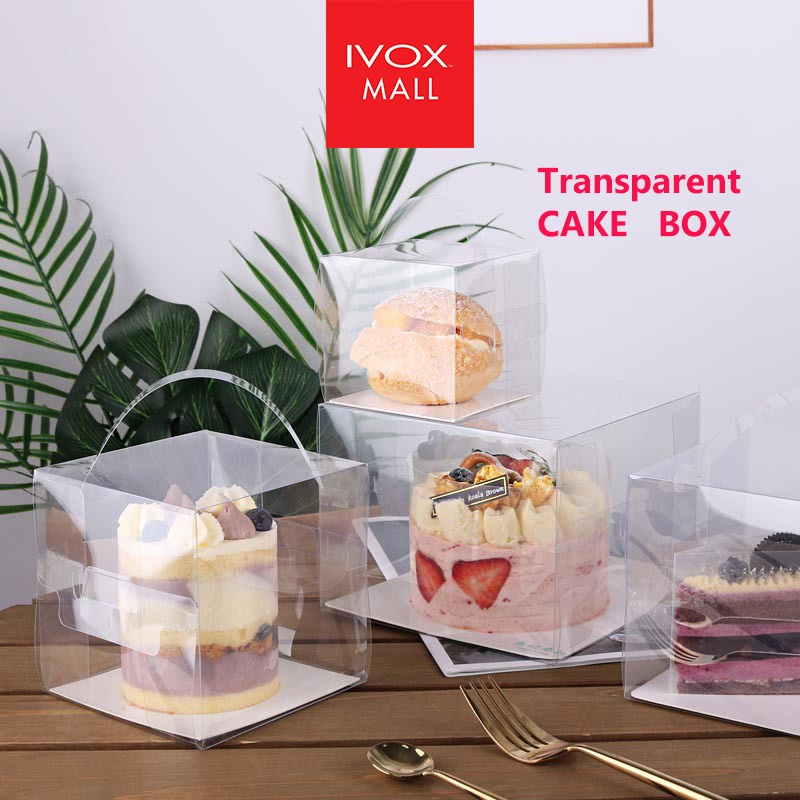 Cake Box Transparent 3/4/5/6 Inch Square Clear Board Packaging Portable ...