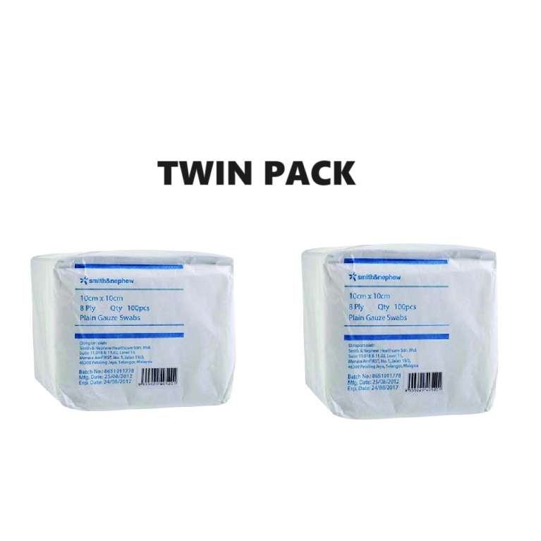 SMITH & NEPHEW S&N GAUZE SWAB 10 X 10 CM X 8 PLY 100S x 2 - Twin Pack ...