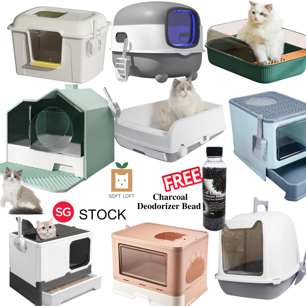 Cat Litter Box Full Enclosed Flip Cat Litter Box With Odor Removal ...
