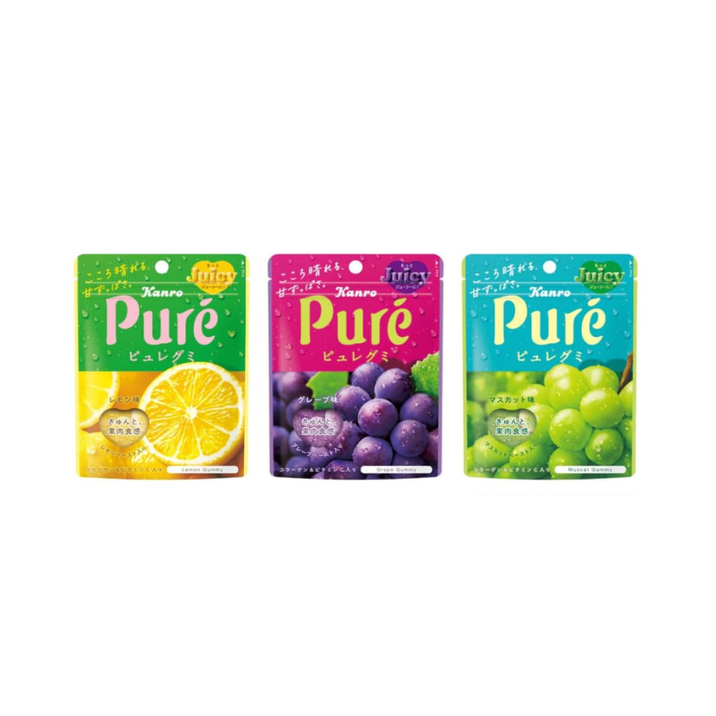 Kanro Pure Gummi Grape,Muscat,Lemon56g gummi,sweets【Direct From JAPAN ...