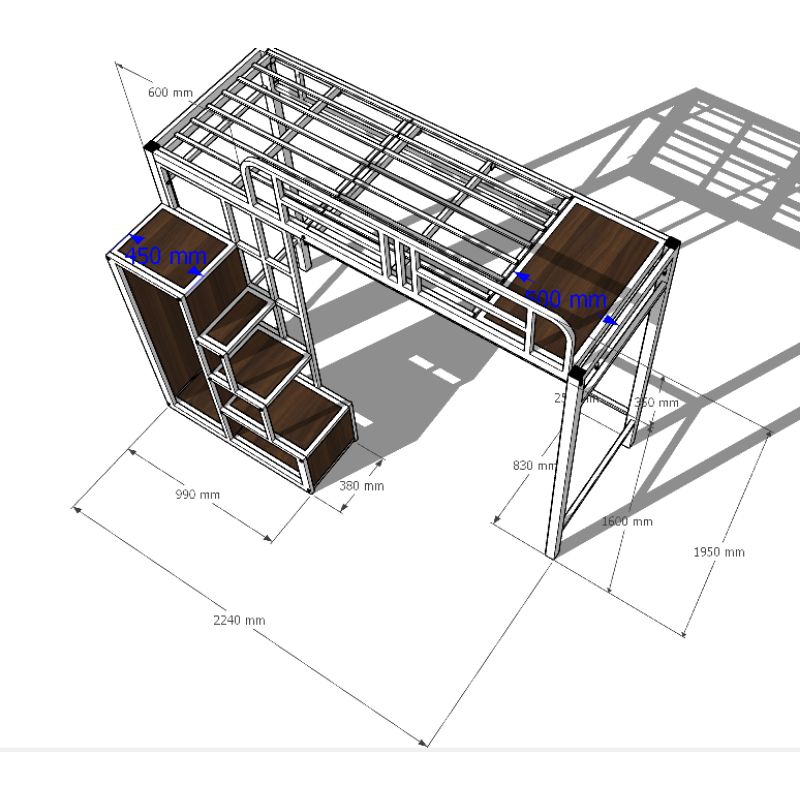 Loft bed customize for helper room/bomb shelter/store room/unity room ...