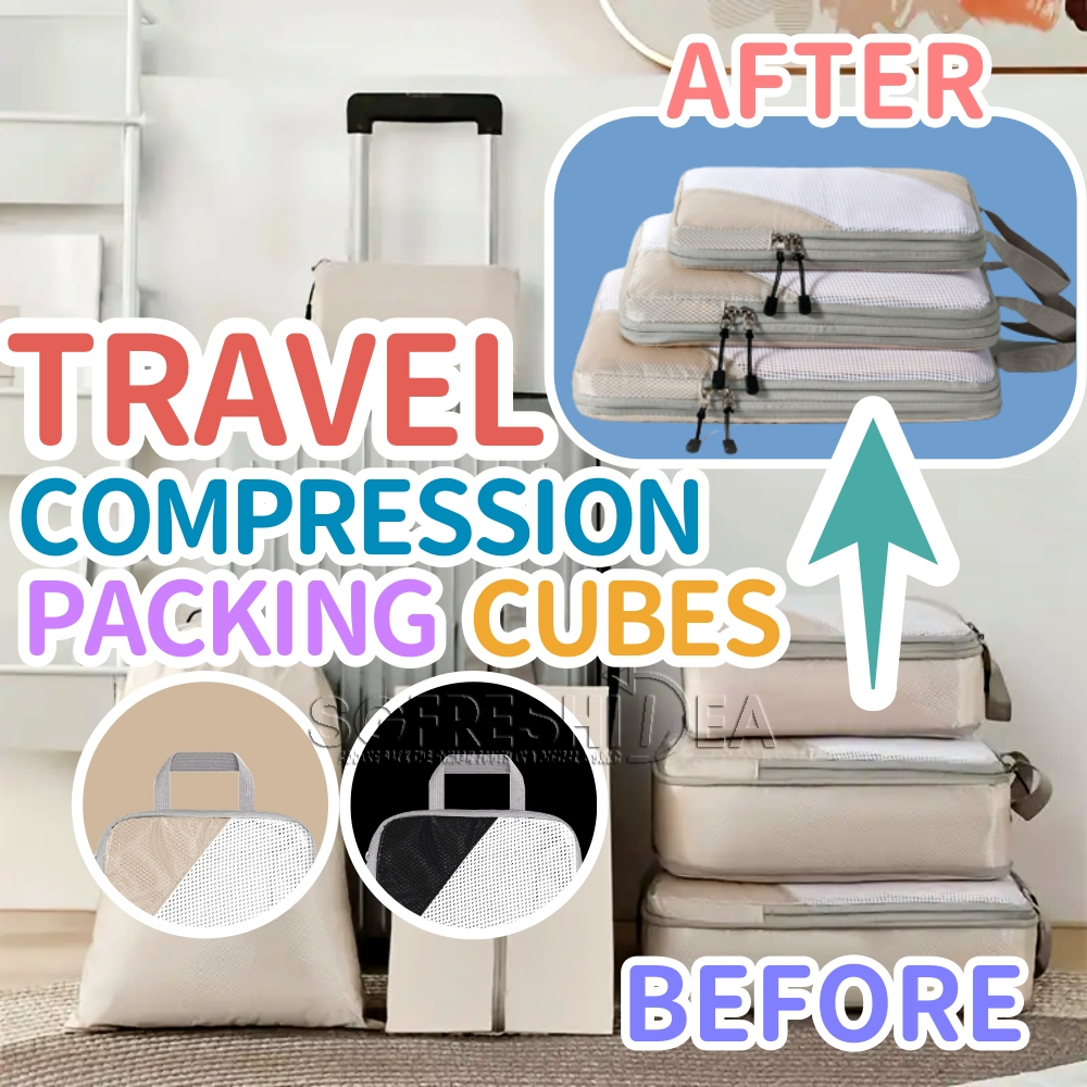 (9.9 MEGA SALE) Compression Bags Travel Packing Cubes Zip Pack Clothing ...