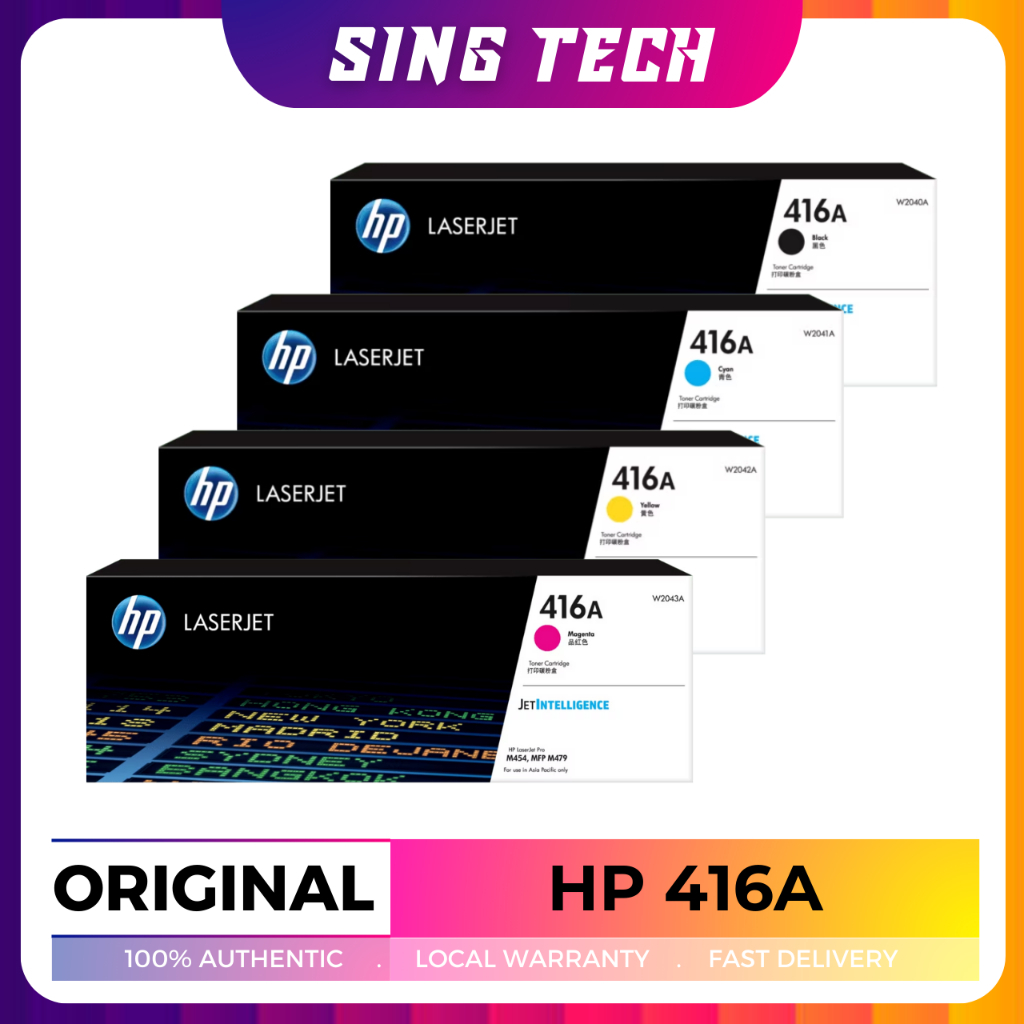 [ORIGINAL] HP 416A Black Cyan Magenta Yellow Toner Cartridge W2040A / W2041A / W2042A / W2043A ...