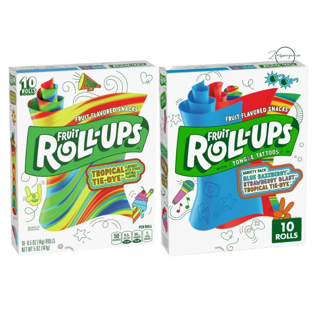 FRUIT ROLL-UPS Fruit Flavored Snacks 10 Rolls (Tropical Tie Dye ...