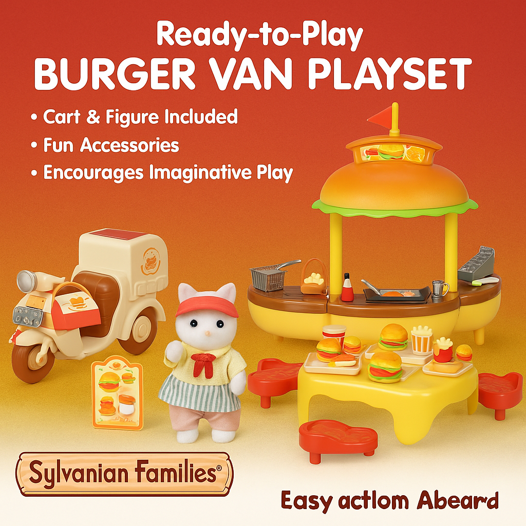 Sylvanian Families Burger Van Playset Cart, Figure & Food Toys | For ...