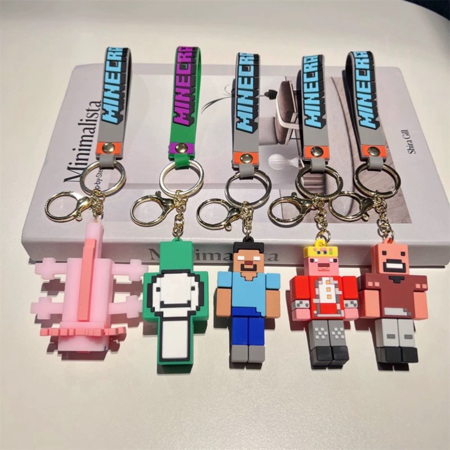 🇸🇬【SG】🇸🇬 Minecraft 3D Keyring Steve Axolotl TechnoBlade Dream Notch ...