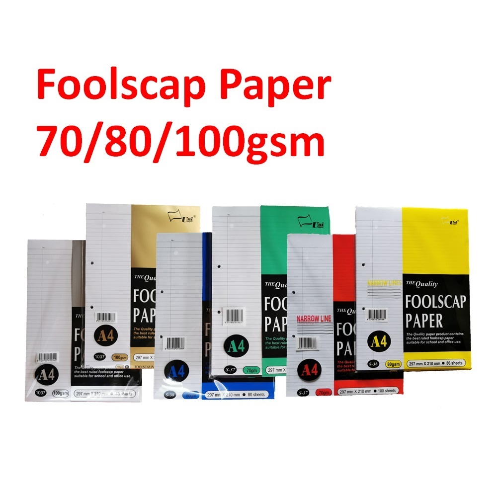 Uni Paper Foolscap Paper A4 Broad/Narrow Line 70/80/100gsm Exam Sheet ...