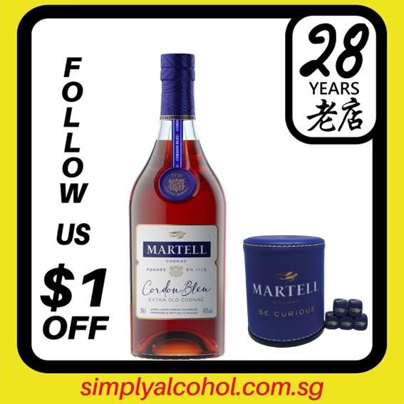 1L Martell Cordon Bleu Cognac 1 Liter w Gift Box - Free Martell Dice Set | Shopee Singapore